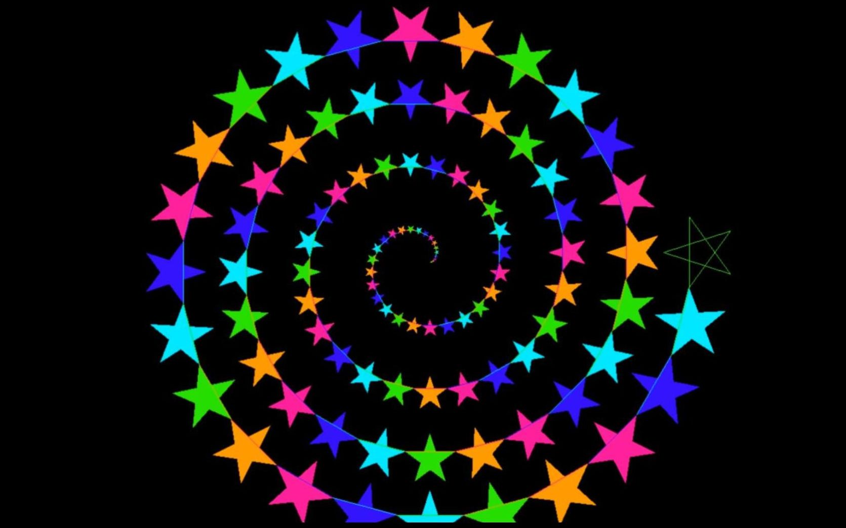 用python画螺旋排列的多彩星星