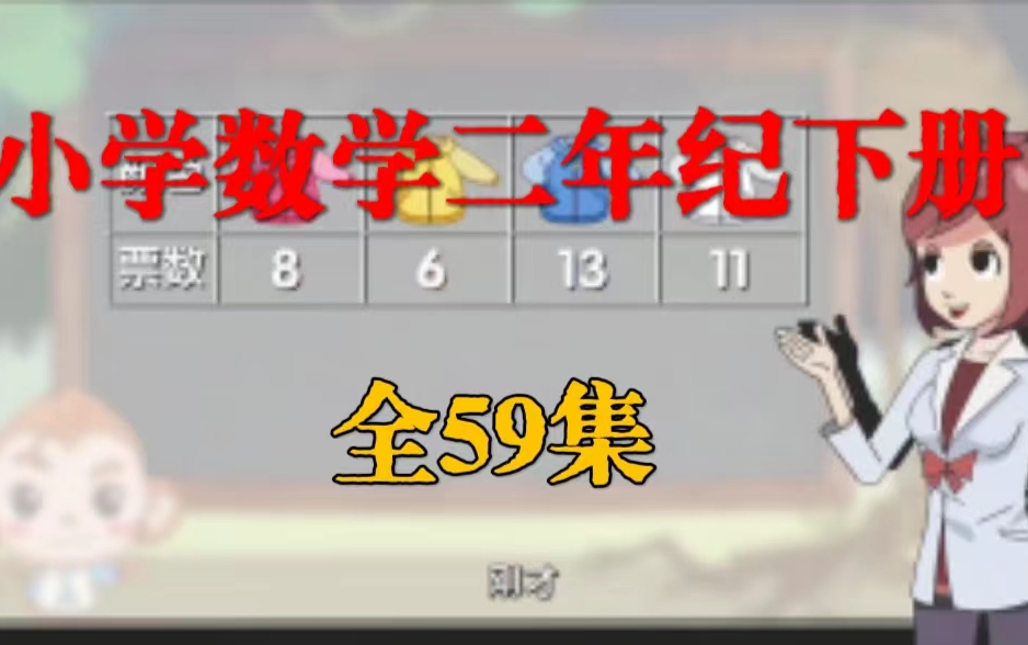 【全59集】小学二年级数学下学期 趣味动画课堂孩子们一学就会的...