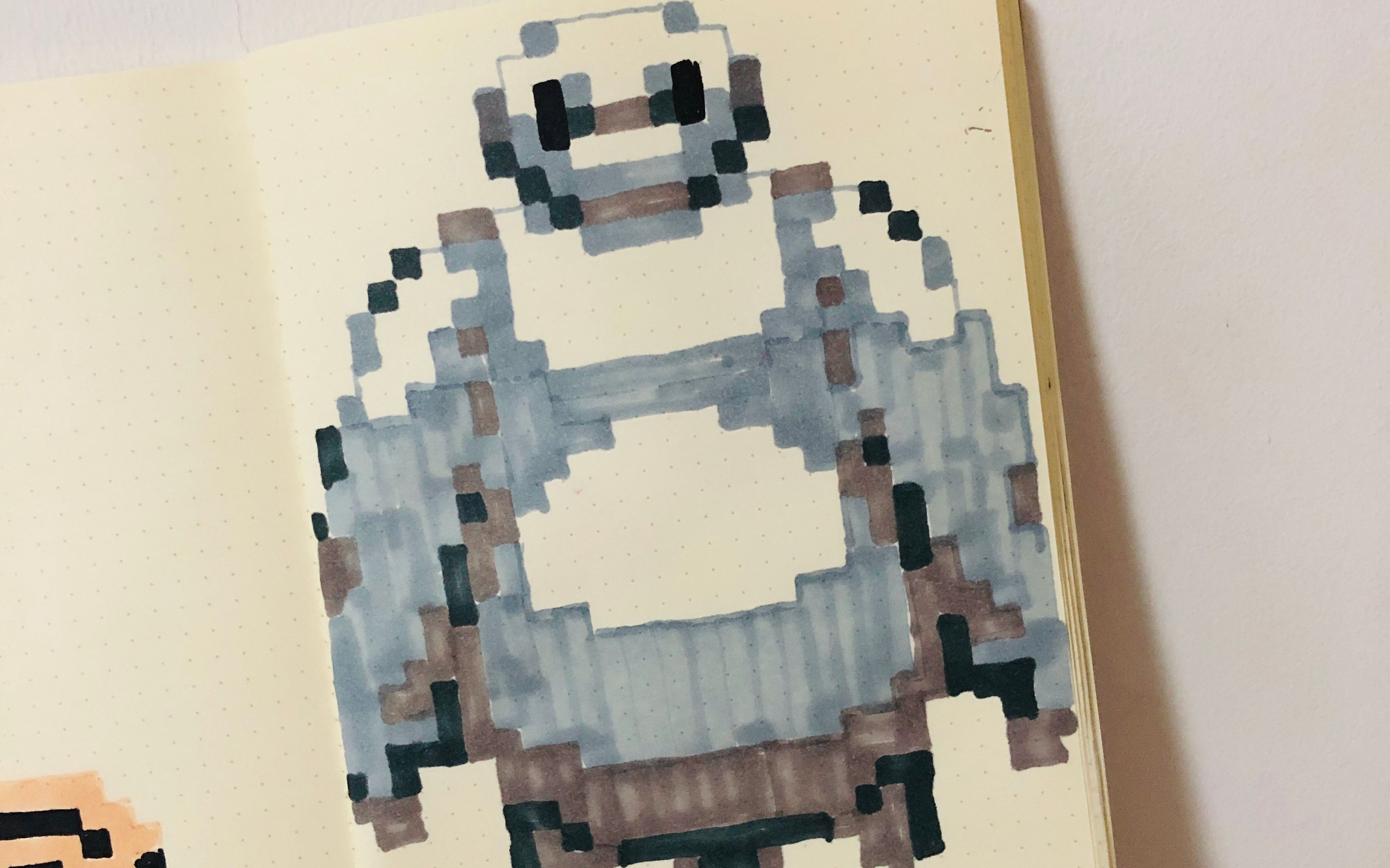 A5手绘像素画网格画大白