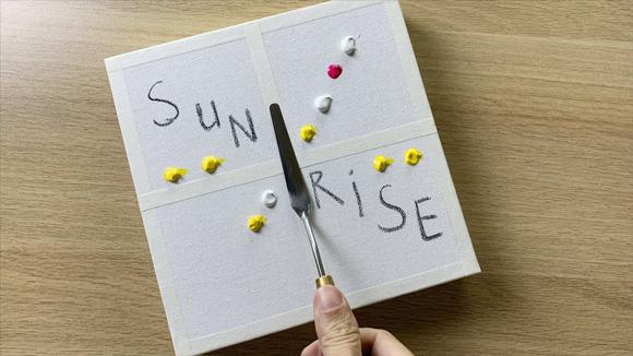 用丙烯颜料和简单的工具,画日出时候的花海,详细绘画教程