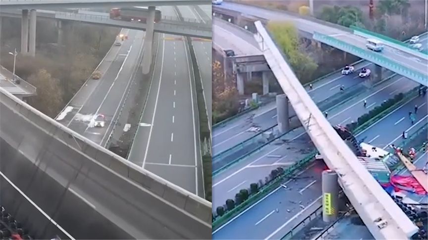 湖北高速桥侧翻,涉事货车超限4倍,桥梁专家:独柱墩桥偏压!