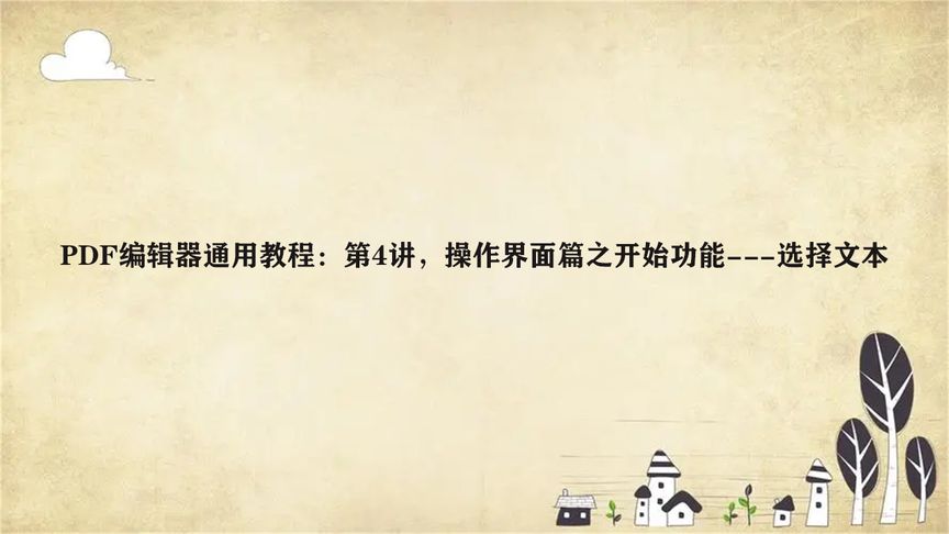PDF编辑器通用教程:第4讲,操作界面篇之开始功能---选择文本