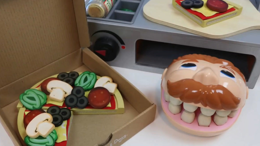厨房过家家玩具,大嘴怪手工制作DIY水果披萨玩具模型