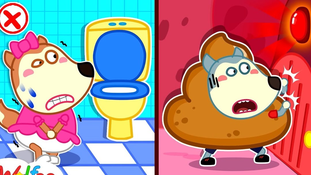 沃尔夫动画:拯救便便, 露西不想上厕所, 看沃夫如何正确引导