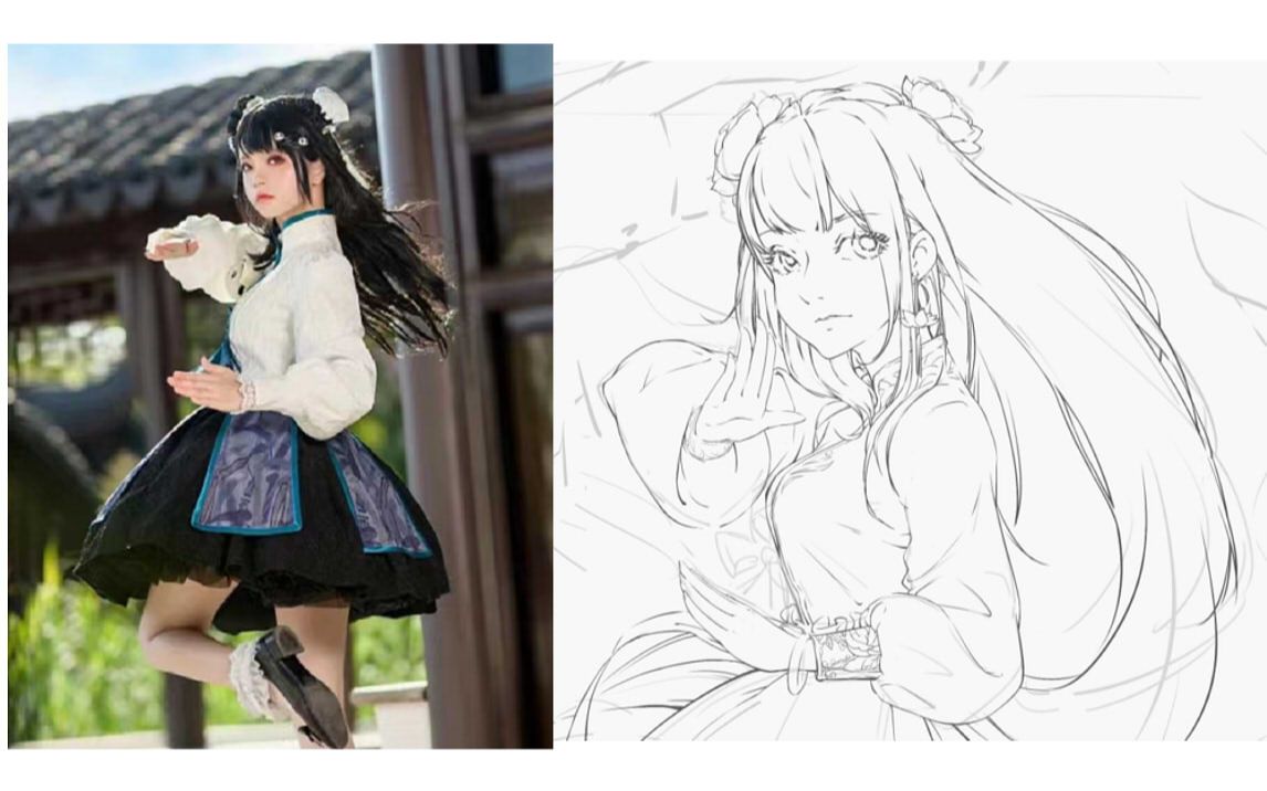 【古风线稿】脱胎于现代日漫的造型理念,加之传统白描工笔与水墨...