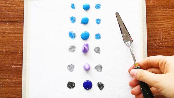 用丙烯颜料和简单的工具,画山上的树等风景画,详细绘画教程