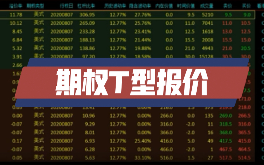 什么是期权T型报价?