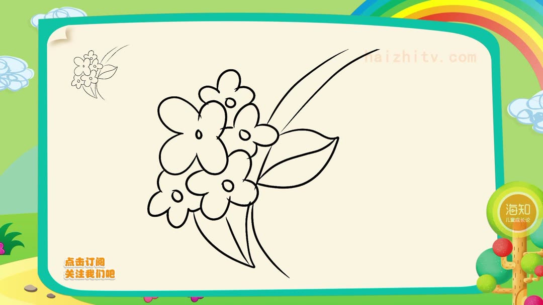 简笔画植物花卉教程,如何画桂花,海知儿童简笔画大全