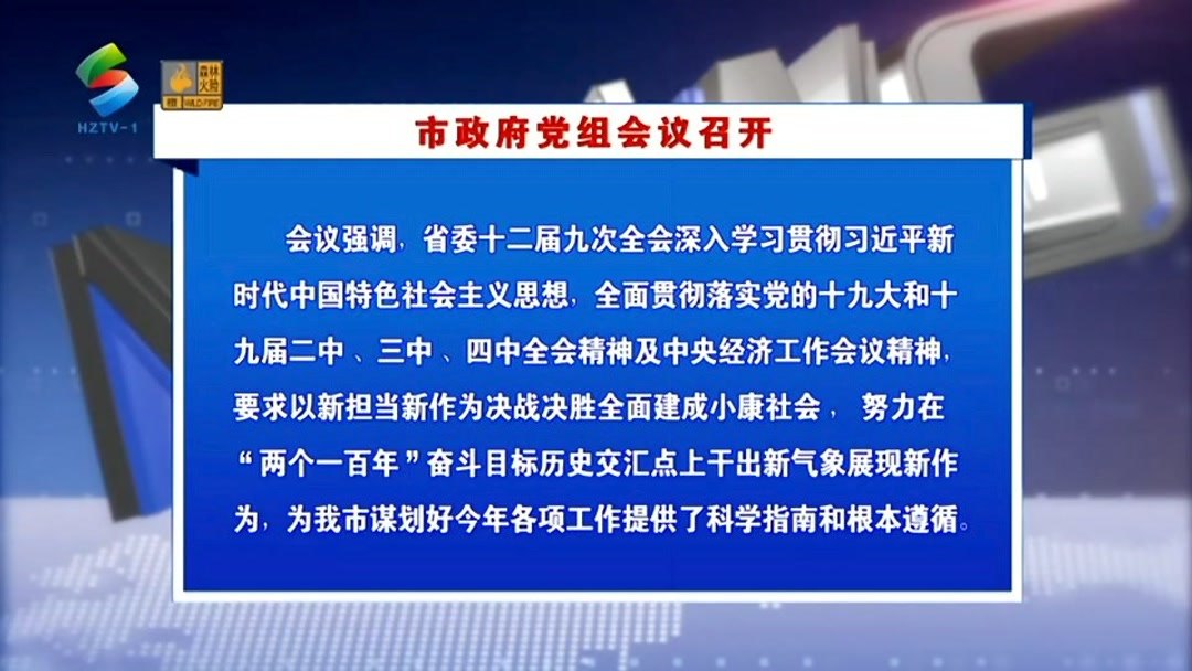 市政府召开党组会议 贯彻落实省委全会精神坚定不移推动高质量发展