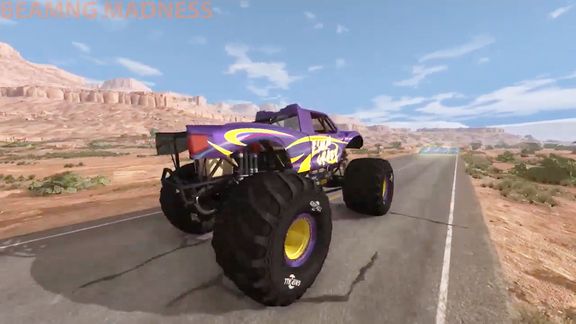 BeamNG:巨型怪兽卡车的荒蛮碰撞测试,飞跃、对撞、碾压!