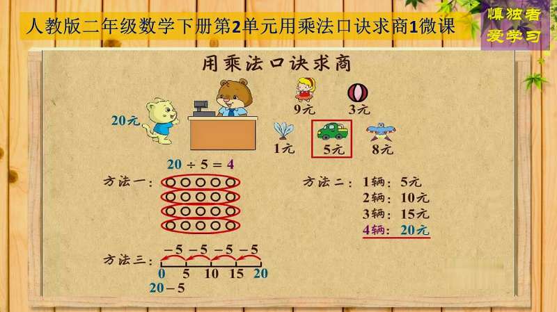 人教版二年级数学下册第2单元用乘法口诀求商1微课