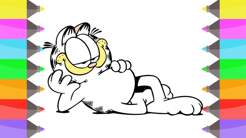 启蒙教育:今天来交小朋友们画简笔画,给加菲猫涂上不同颜色!