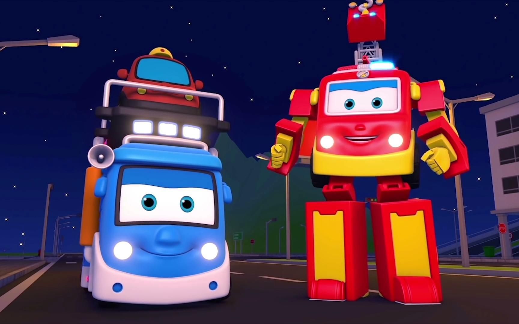 小汽车们出门遛弯发现车子出现问题的运输车帮助他维修好车子开心的...