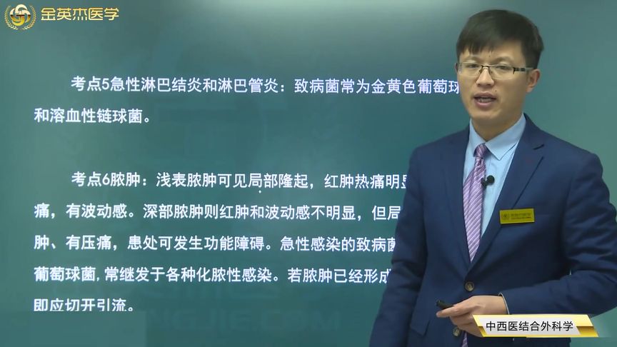 中西医结合外科学03急性淋巴结炎和淋巴管炎的致病菌,脓肿的特点