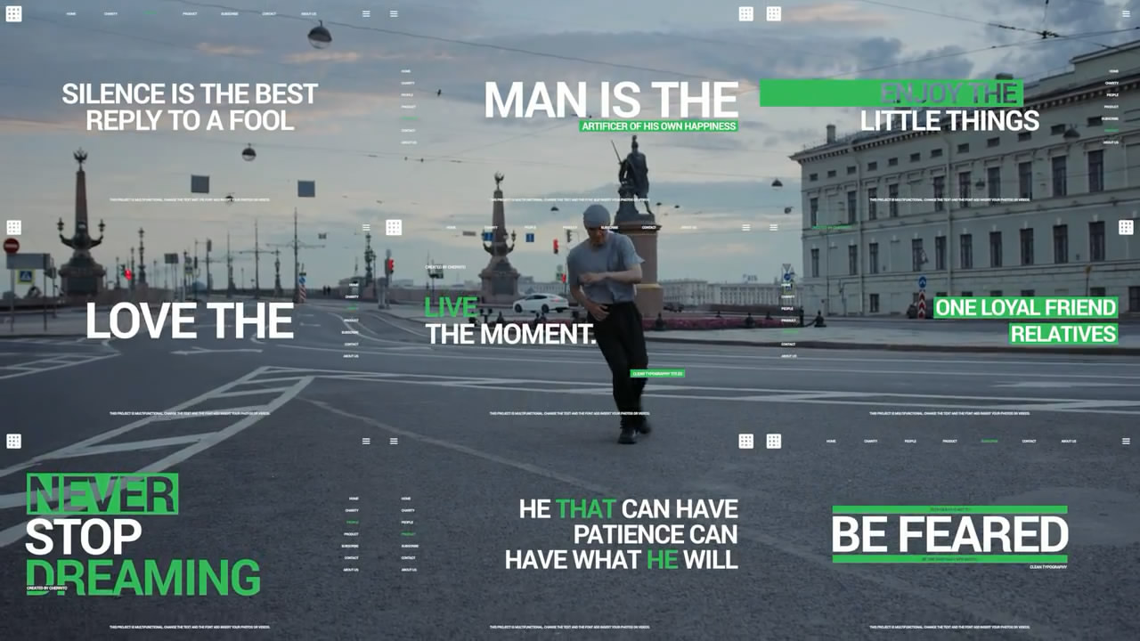 PR模板-清新绿色动态时尚排版标题字幕模板