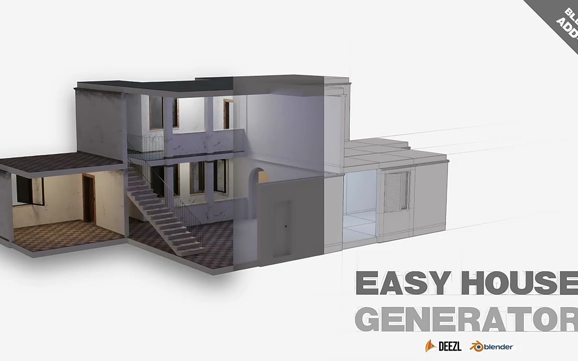 Blender插件-室内设计三维房屋搭建生成器