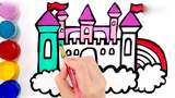 亲子早教动画 简笔绘制漂亮的彩色儿童城堡学习颜色