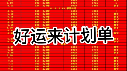 好运来计划单分享