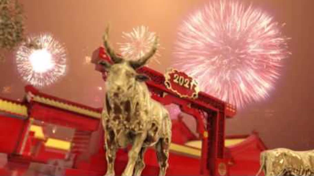 31牛运无边2021年水墨牛高清片头 牛年片头 牛春节晚会年会视频
