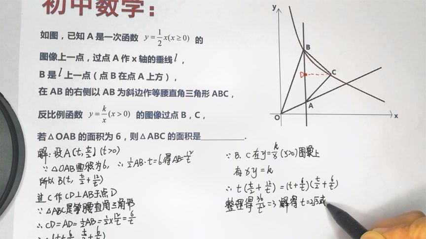 初中数学: 如图,已知A是一次函数 的 图像上一点,过点A作x轴