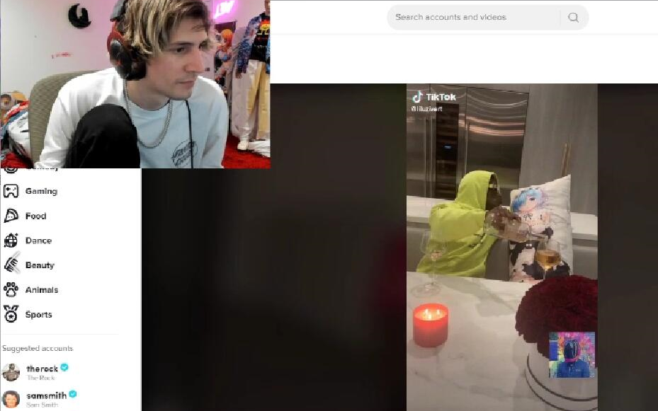 xQc看二次元宅男与蕾姆抱枕约会