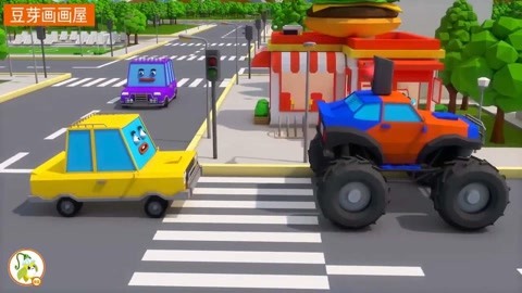 汽车玩具动画乐园 汽车城建设 工程车 汽车红绿灯