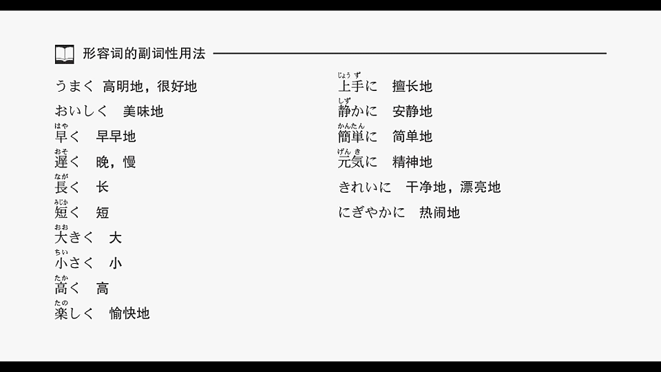 【标日下补充音频】p74 形容词的副词性用法