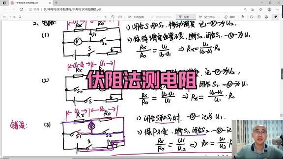 一个电压表,一个点值电阻怎么测未知电阻—中考电学总复习第28节