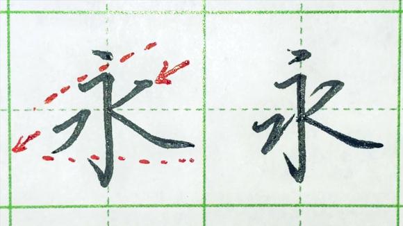书法入门超重要的字,永字的楷书和行书写法