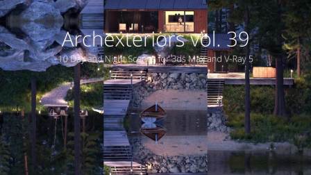 3DSMAX VRay室外豪华别墅房屋及环境场景3D模型