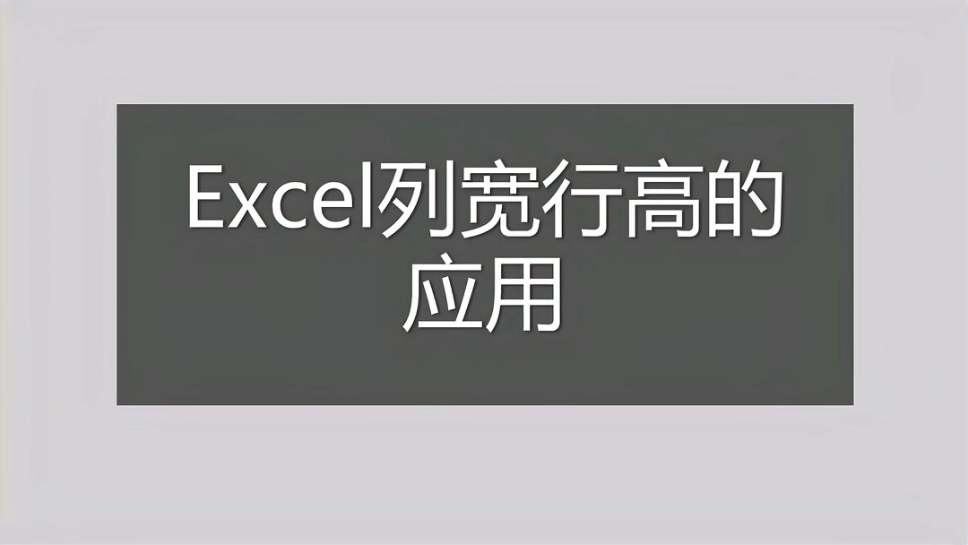Excel列宽行高的应用