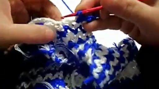 钩针钩毛衣教学 宝宝大V领条纹开衫(3)