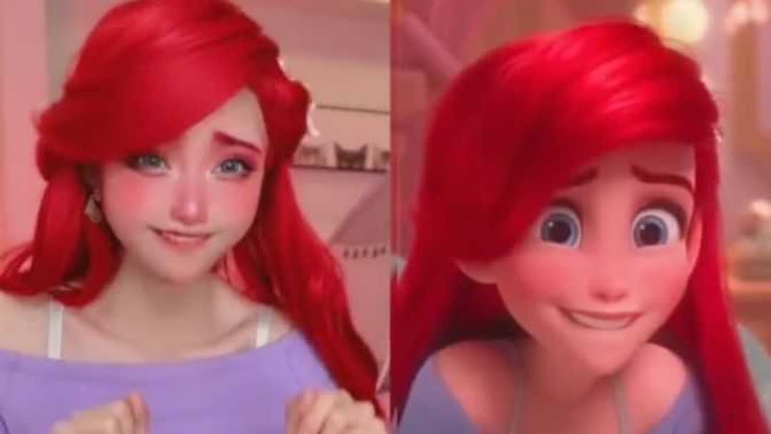 真人版爱丽儿!女子模仿"小美人鱼"动漫人物,网友:太像了