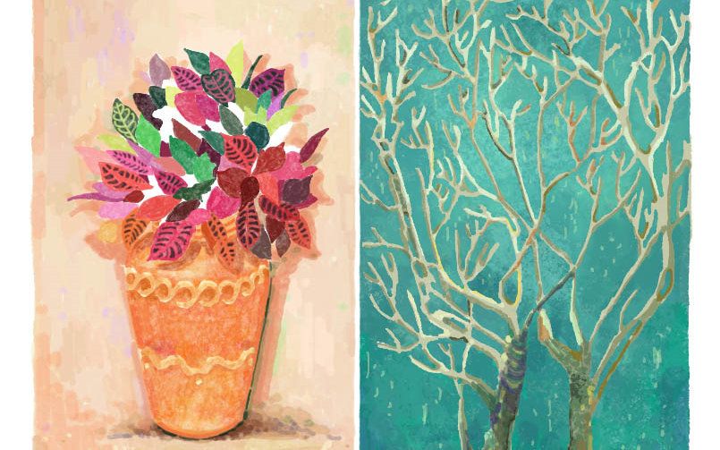 【绘画过程】画花卉学习梵高的颜色~