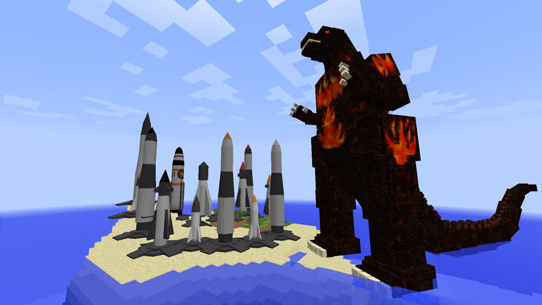 我的世界:核科技模组各种导弹VS哥斯拉