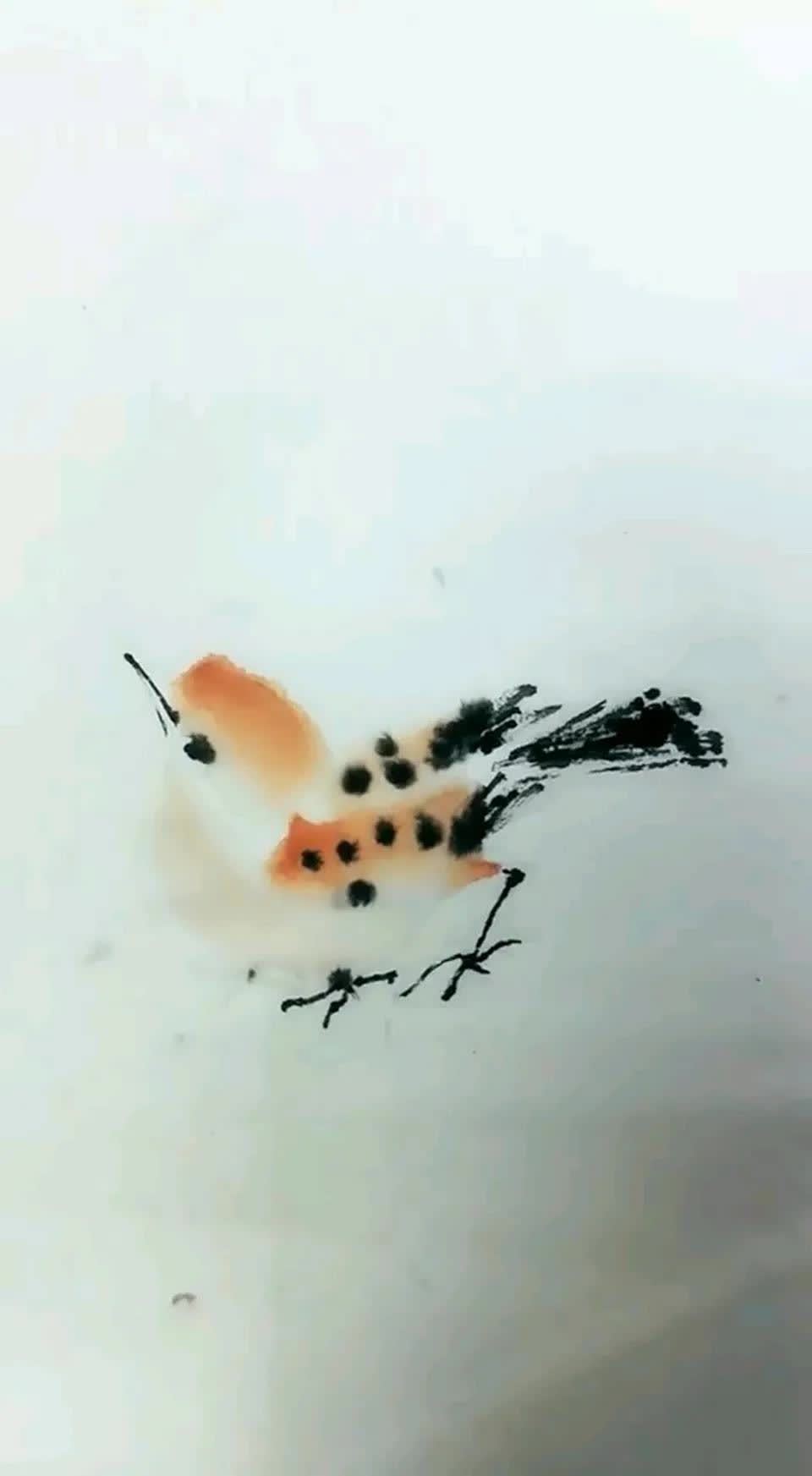 简单的水墨画鸟