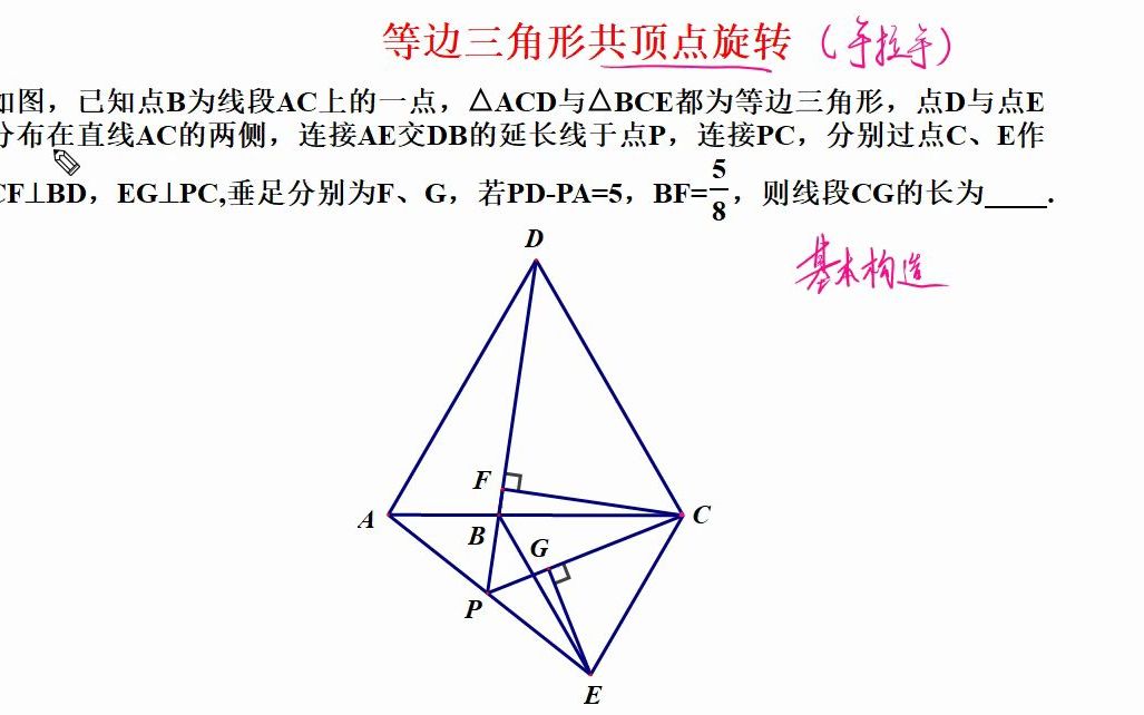 中考考点:等边三角形共顶点旋转,内在的结论你会证明吗?
