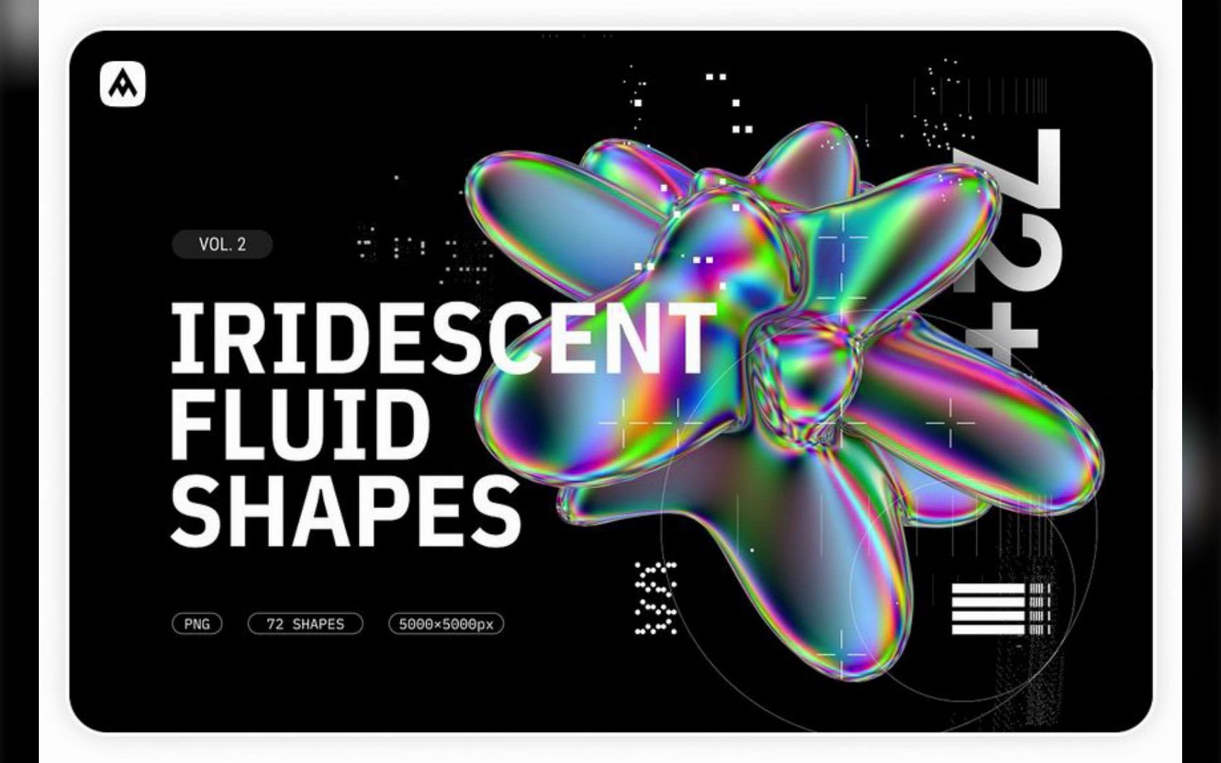 PS超火高端3D流体立体几何形状元素PNG素材合集【3814】