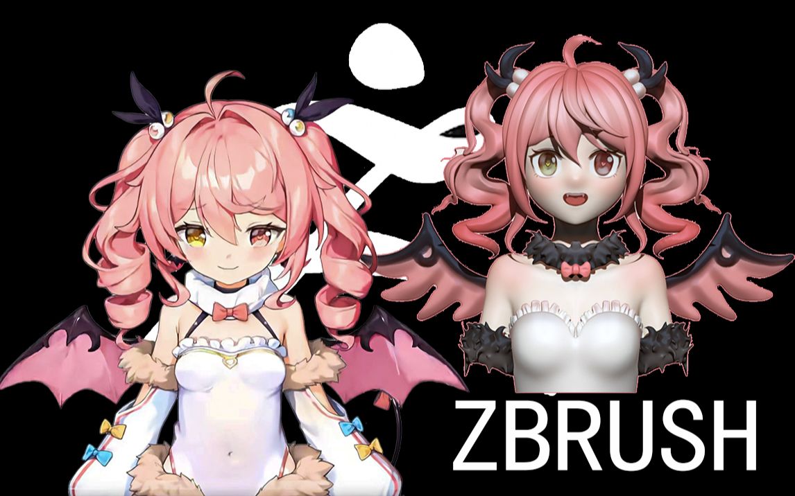 zbrush雕刻:卡通女性角色早稻叽模型制作,虚拟二次元雕刻案例