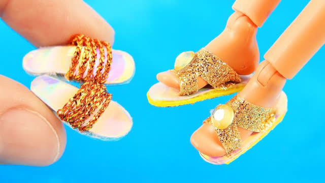 DIY手工芭比的14个日用品,鞋子、裙子、笔记本等