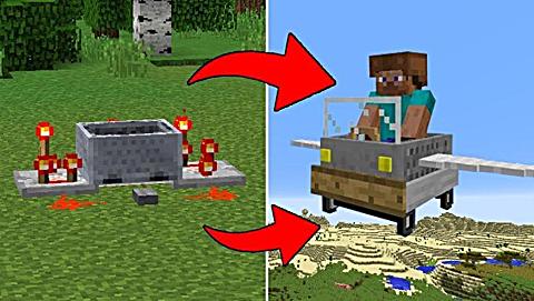 我的世界生存党也能使用的飞行矿车! 不用插件也可以做到空中翱翔!