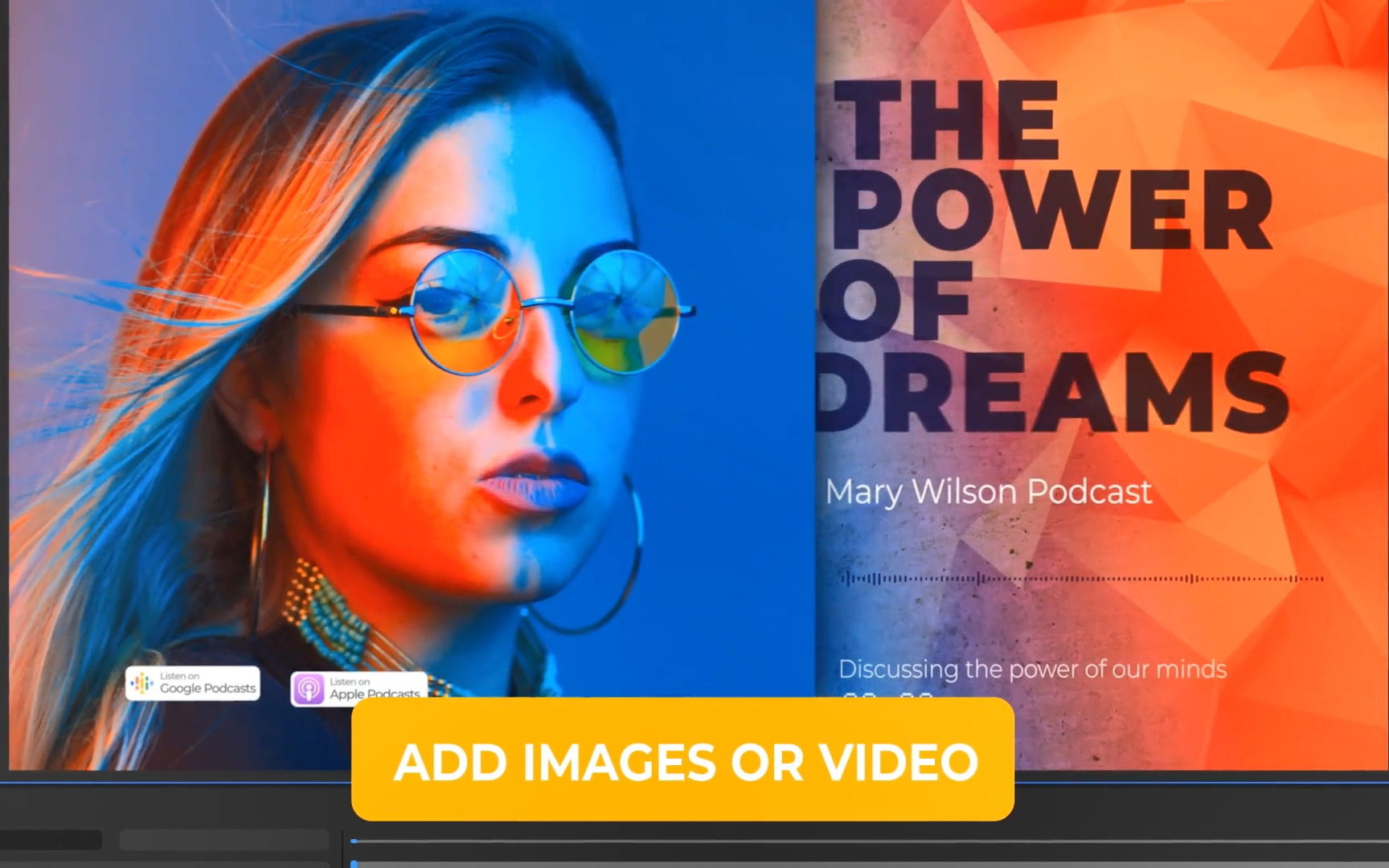 AE模板-横竖双屏音乐可视化效果的视频模板音乐播放器模板可添加你...