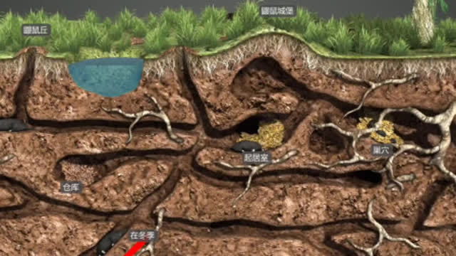生物篇 3D动画 鼹鼠是有着变形了的铲状的前肢的小型地下哺乳动物