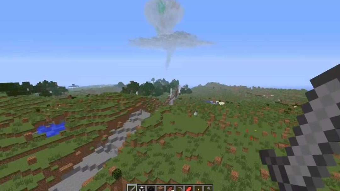 在我的世界里面!打上龙卷风MOD,瞬间被龙卷风袭击了!