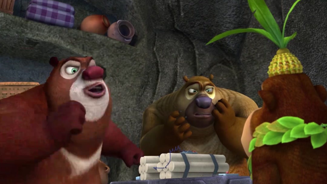 熊出没之丛林总动员:熊二一看到吃的就控制不住自己,太好笑