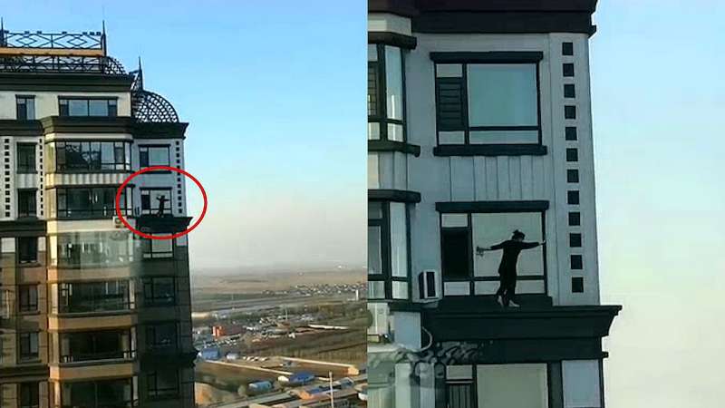 长春女子站31楼外墙无保护擦玻璃,惊险操作看得对面邻居心惊肉跳
