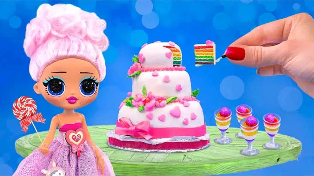 迷你食玩,小小厨房里的真实烹饪,给芭比DIY微型派对糖果!