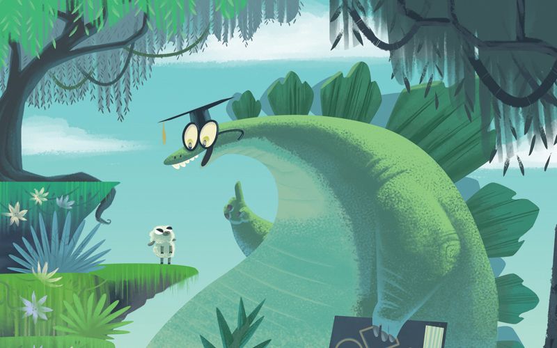 【PS板绘】小绵羊与大恐龙插画绘制速剪