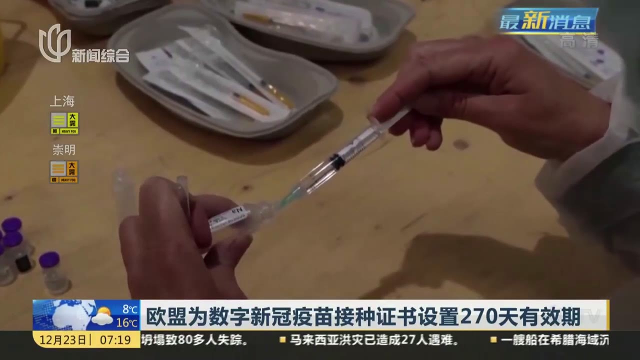 欧盟为数字新冠疫苗接种证书设置270天有效期