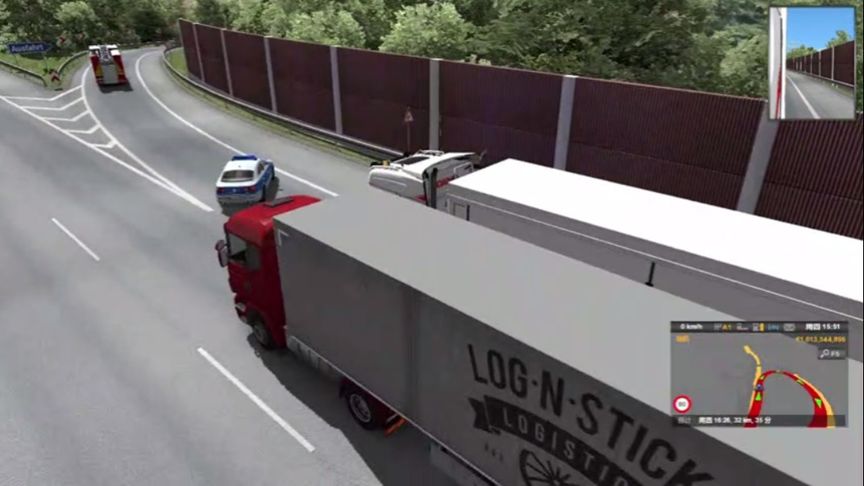 欧洲卡车模拟2:开着车听着歌,遇到了封路